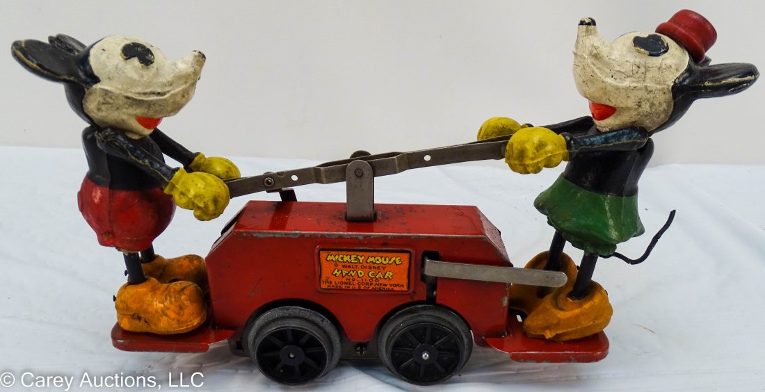 1934 Mickey Mouse Lionel Wind Up Train Hand Car No 1100