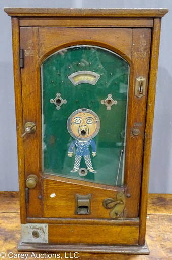 Antique Oak Coin Op Pinball Game Machine