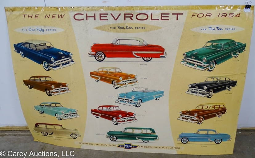 1954 Chevy Dealership Cardboard Sign