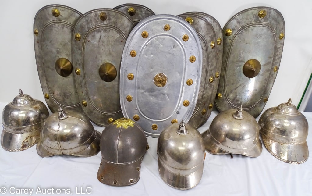Ioof Oddfellows Ceremonial Tin Shields And Helmets Auction