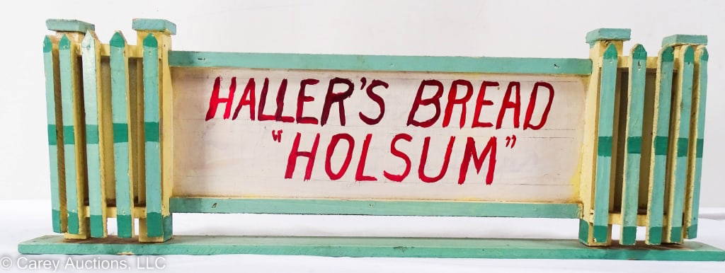 Folk Art Counter Sign Haller's Holsum Bread Auction