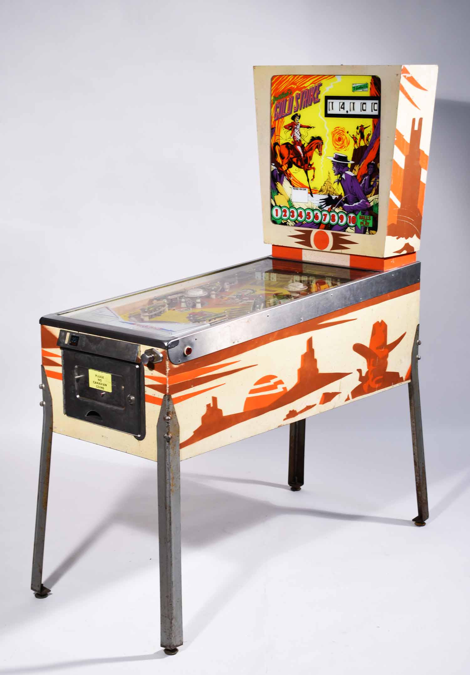 1975 Gottlieb’s Gold Strike Pinball Machine.
