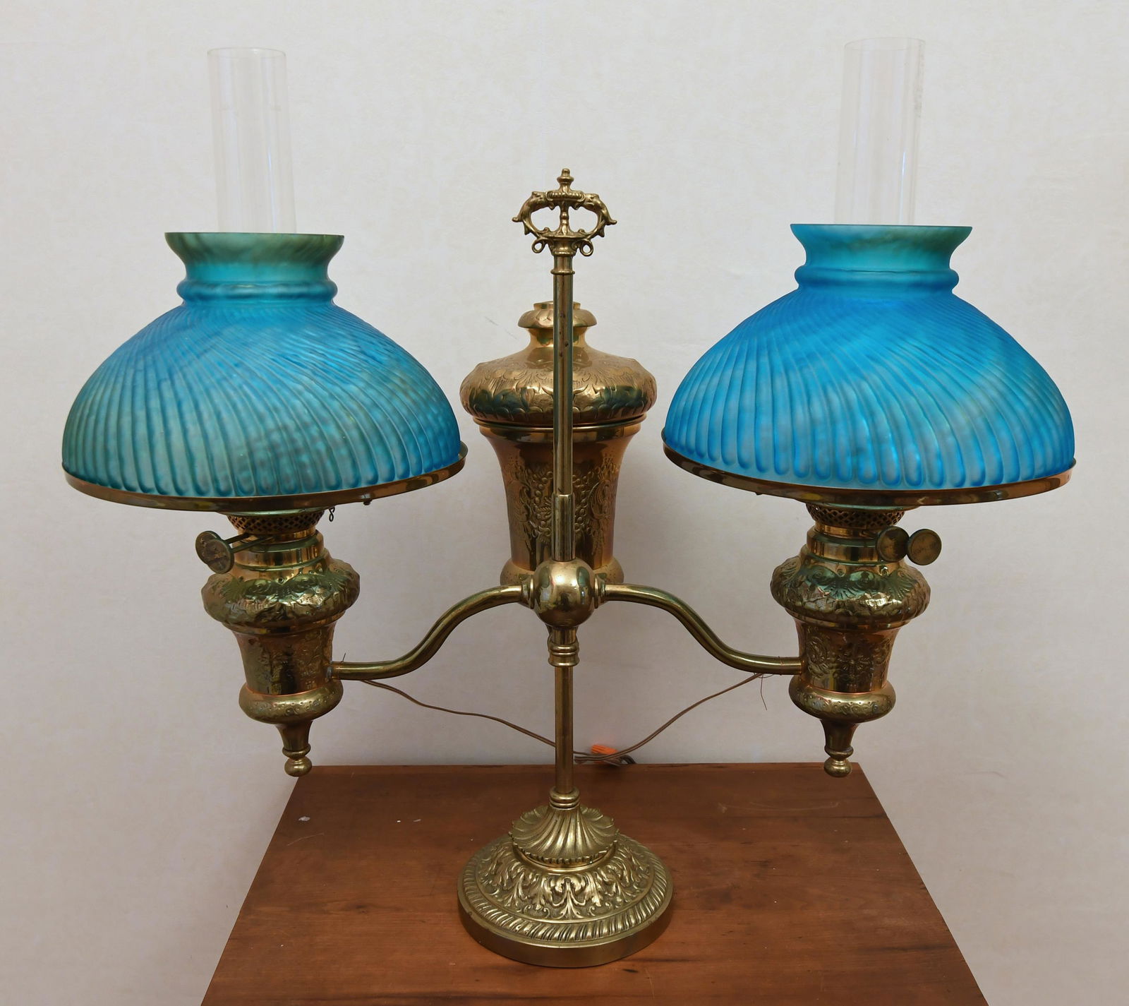 Brass Double Student Lamp.