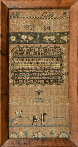 19TH C. NEEDLEWORK SAMPLER, TABITHA IRELAND. (#0199) on Aug 05, 2022 ...