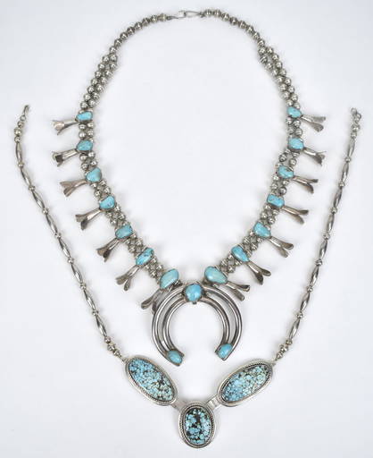 TWO VINTAGE STERLING AND TURQUOISE NECKLACES. (#0461) on Sep 07, 2022 | William Smith Auctions in NH