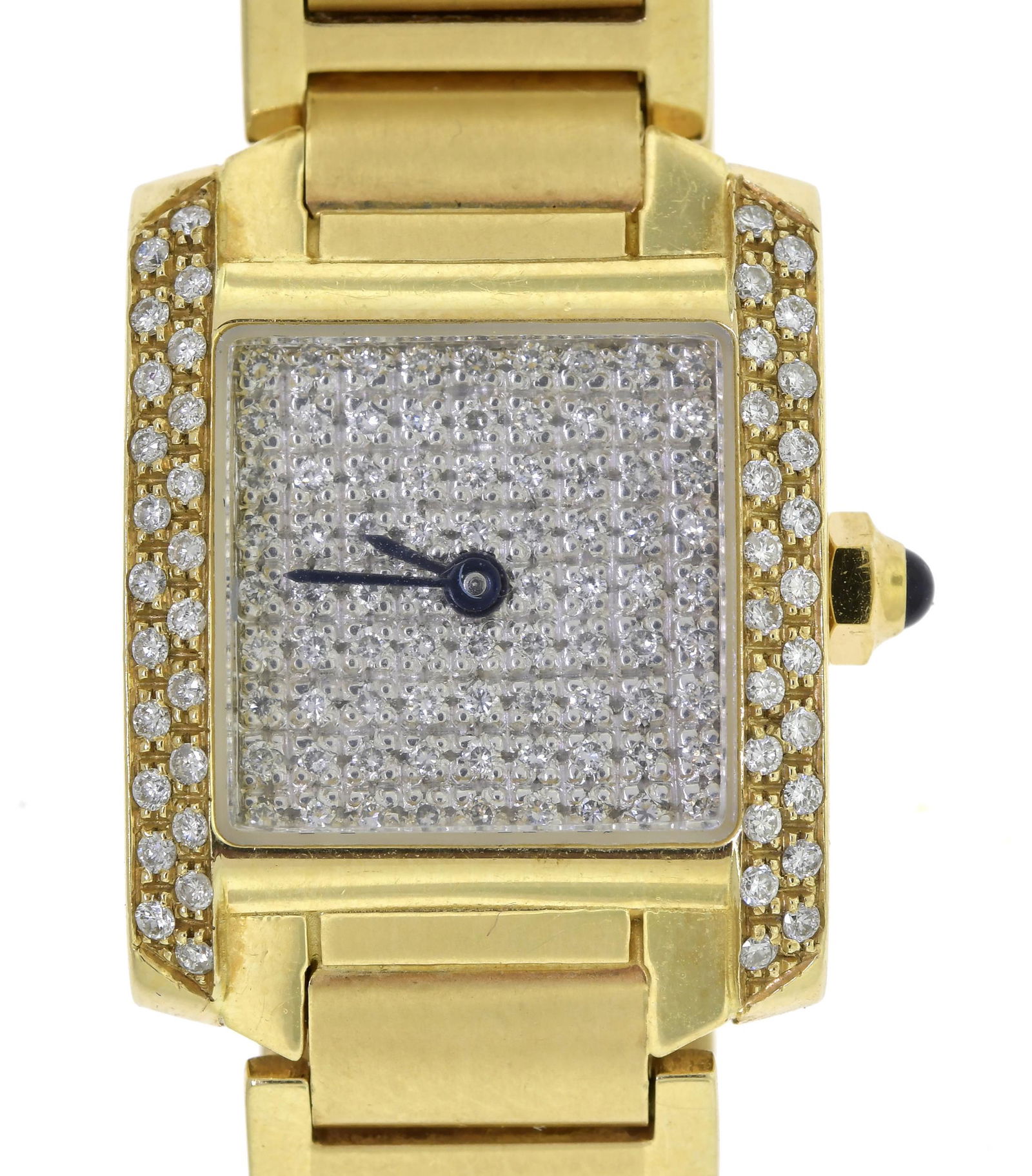 Ladies 14k Gold Tank Watch W/ Diamond Dial.
