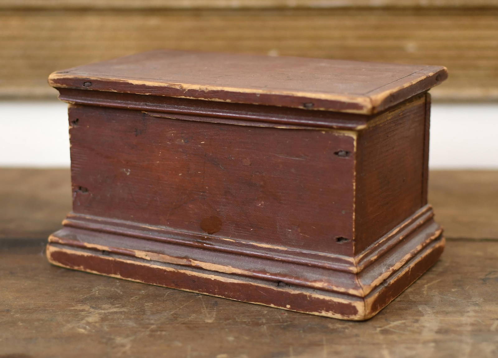 19th C. Red Painted Document Box With History. Auction