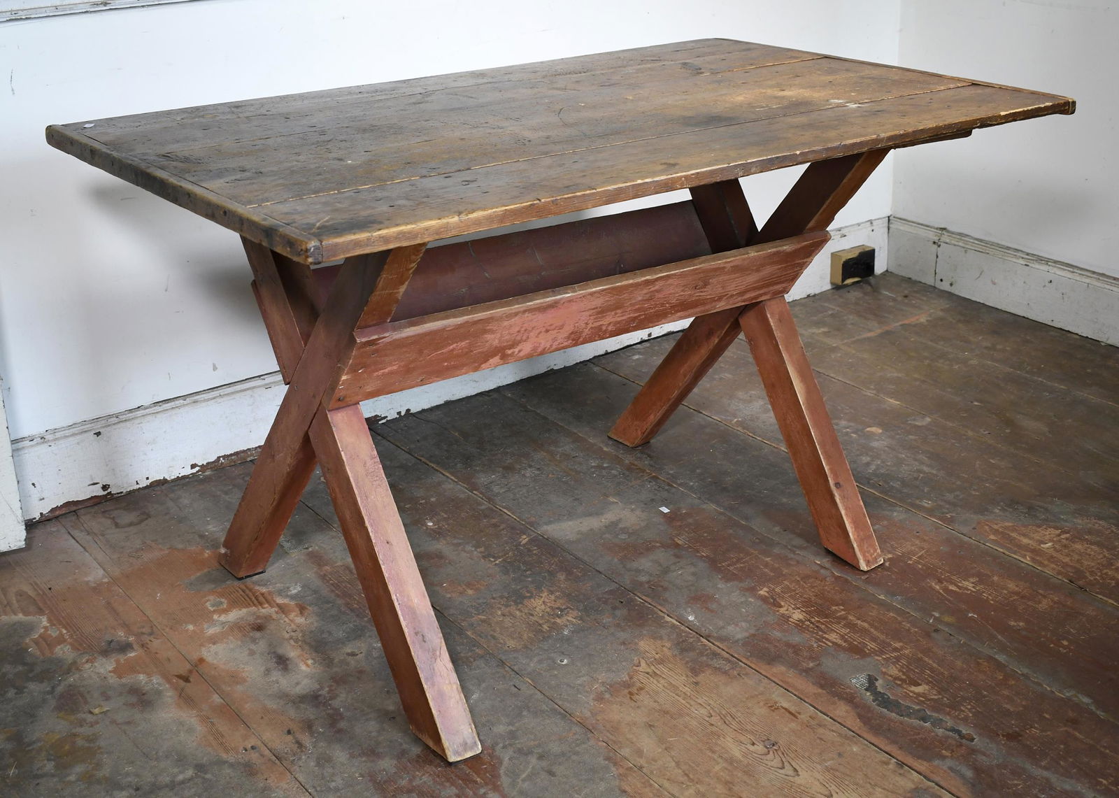 Early 19th C. Painted Sawbuck Table. Auction