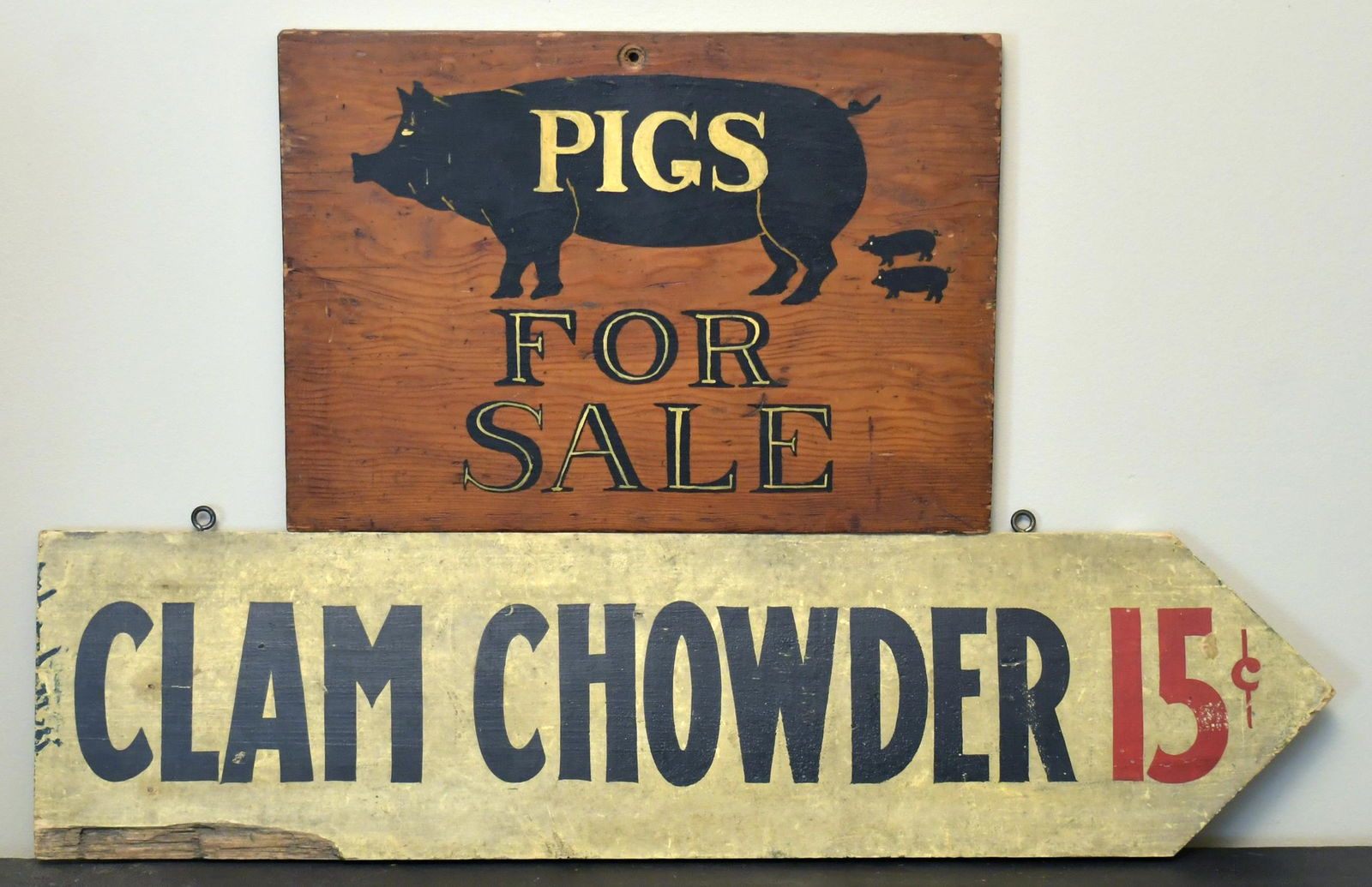 Vintage Signs, Pigs And Clam Chowder. Auction