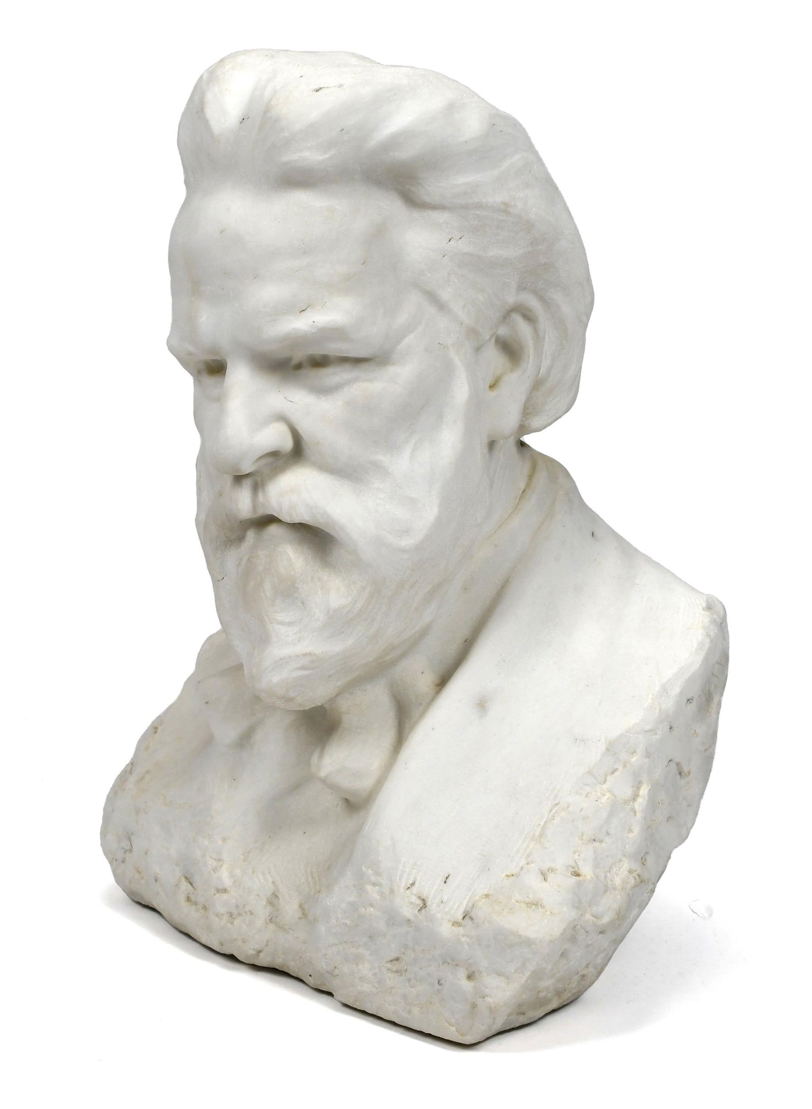 Edmund T. Quinn Carved Marble Bust Of Edwin Markham. Auction