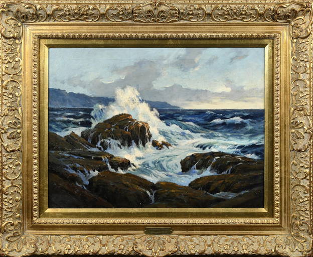 Frederick Judd Waugh Oil, Amongst The Rocks.