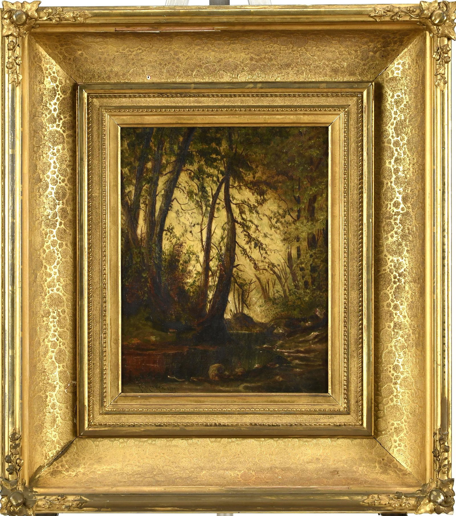 Joseph R. Meeker Oil On Canvas, In The Bayou. Auction
