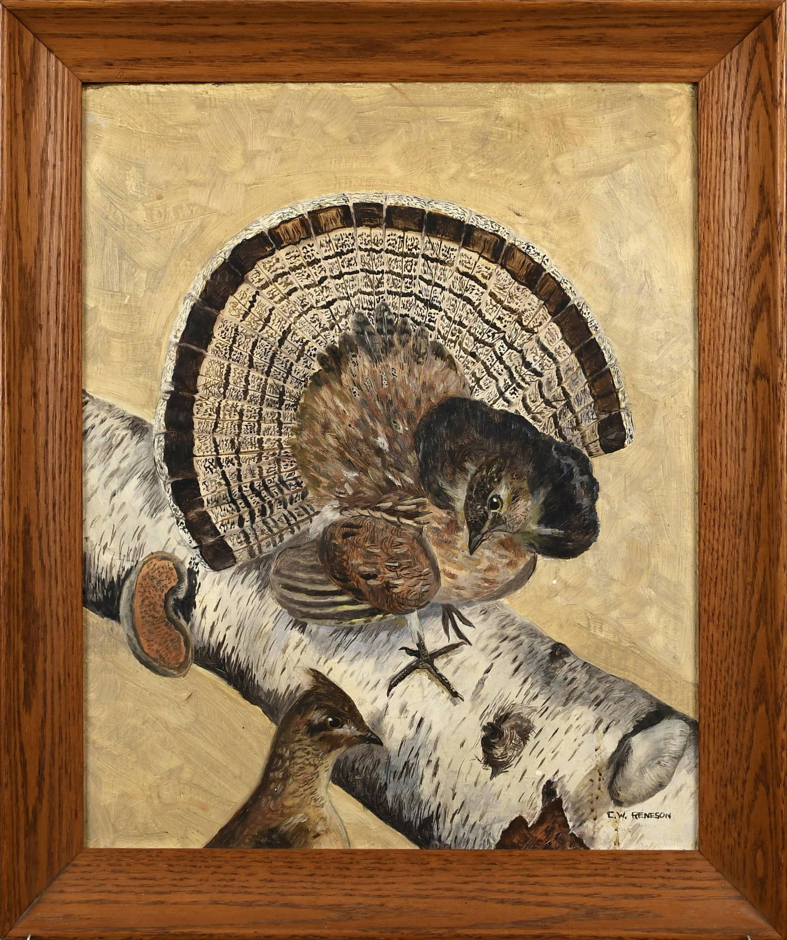 Chet Reneson Oil On Board, Grouse. Auction