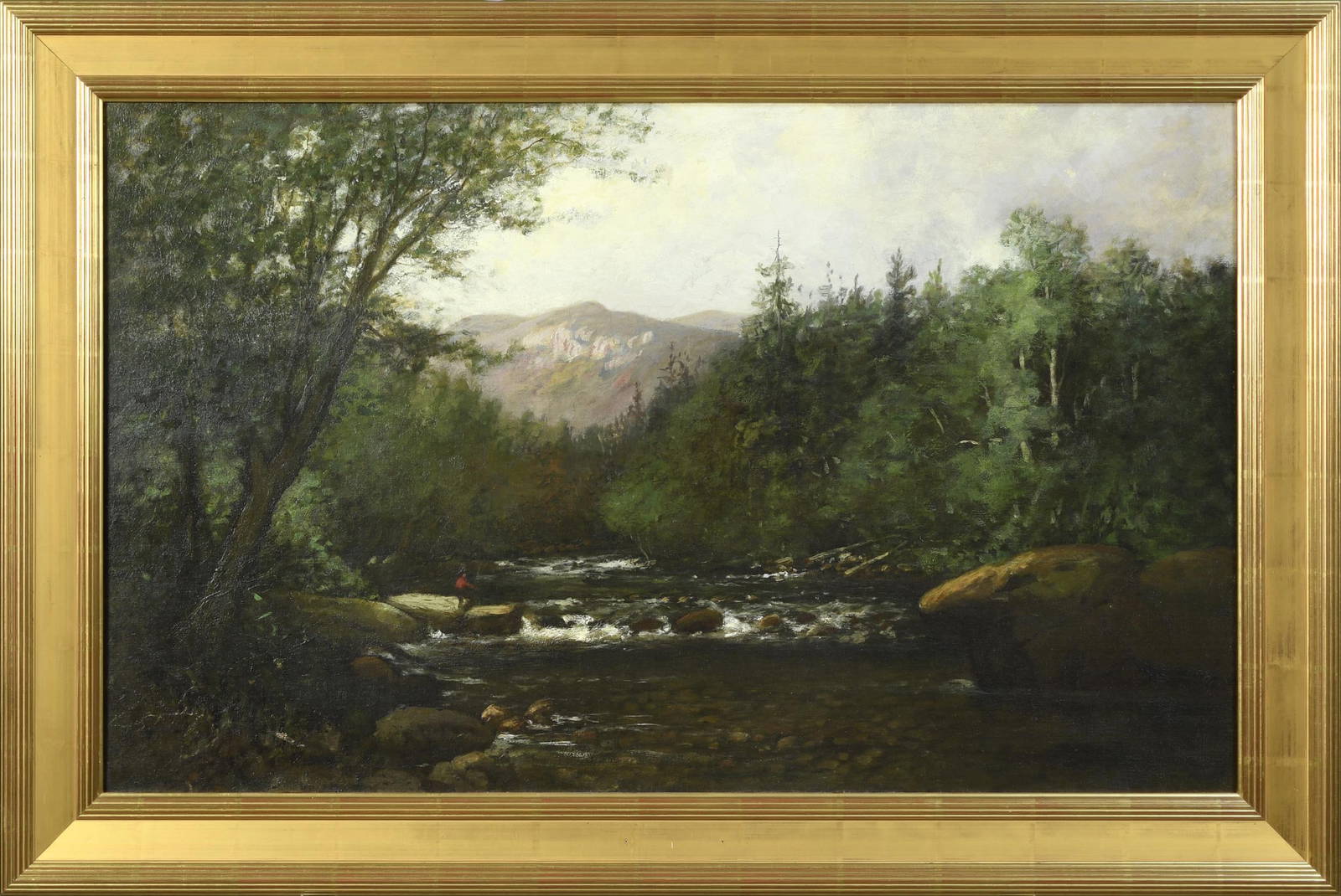 Francis Seth Frost Oil, Fishing On The Saco River. Auction
