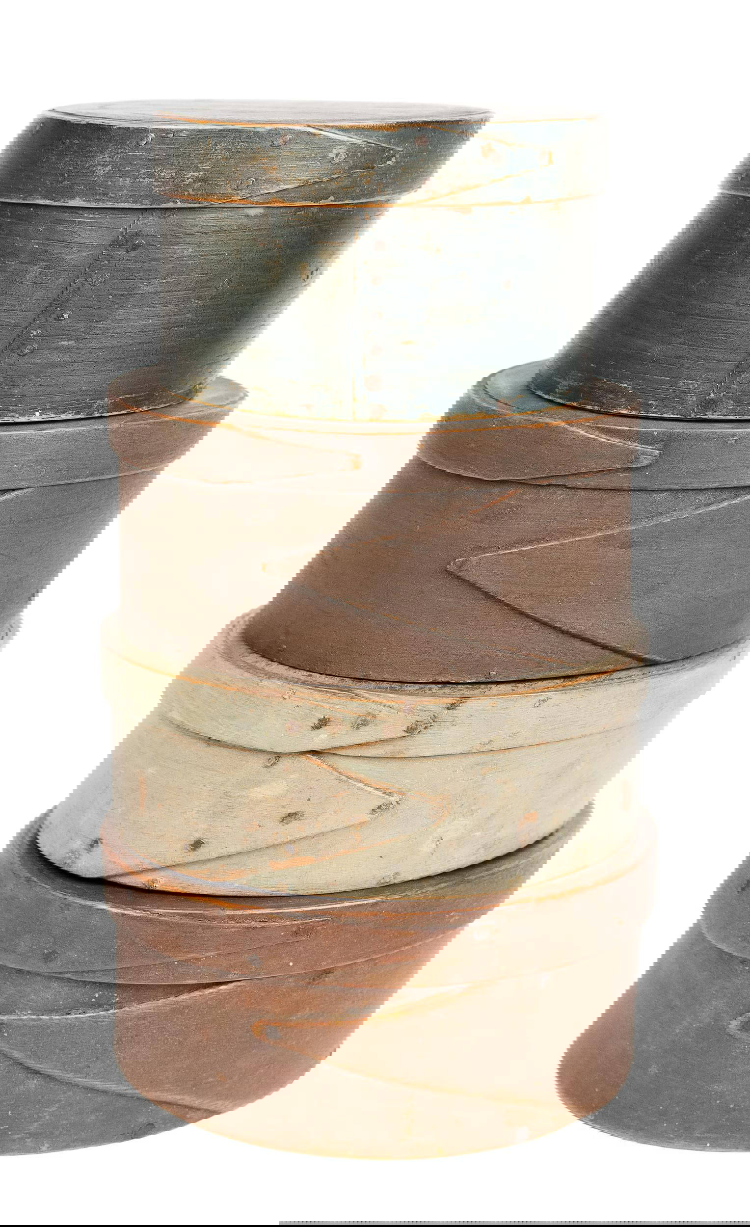 Four 19th C. Circular Painted Finger Boxes. Auction