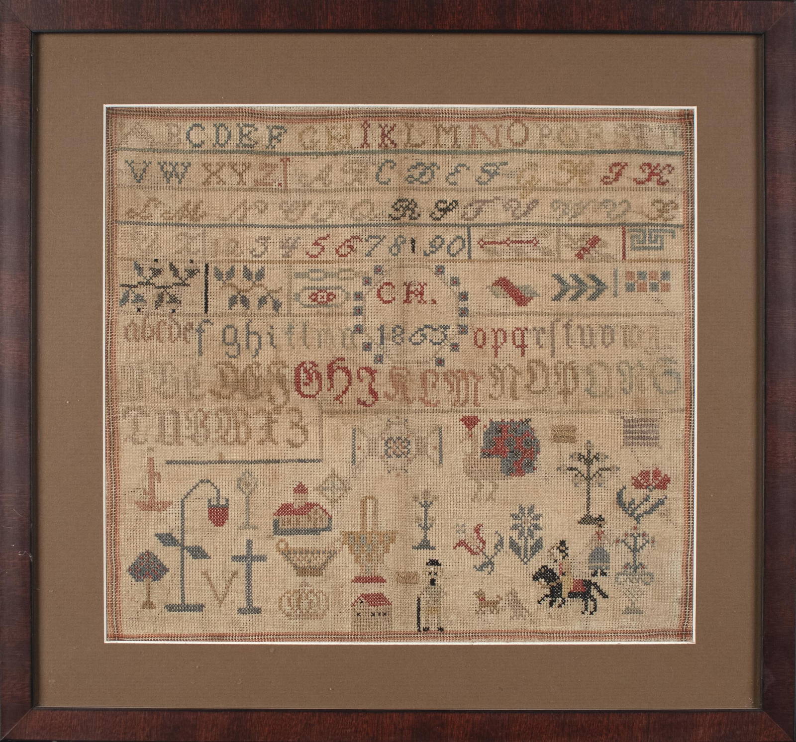 Two Antique Needlework Samplers. Auction