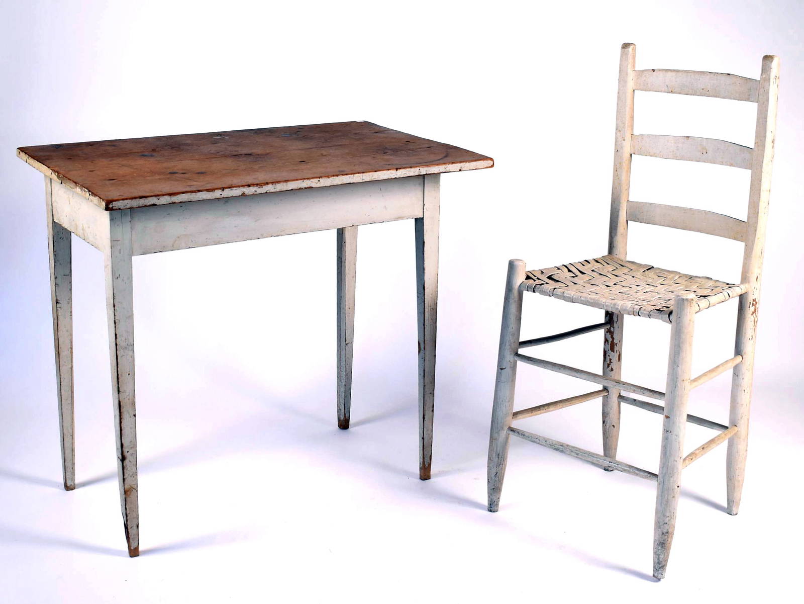 Early 19th C. Painted Work Table. & Chair. Auction