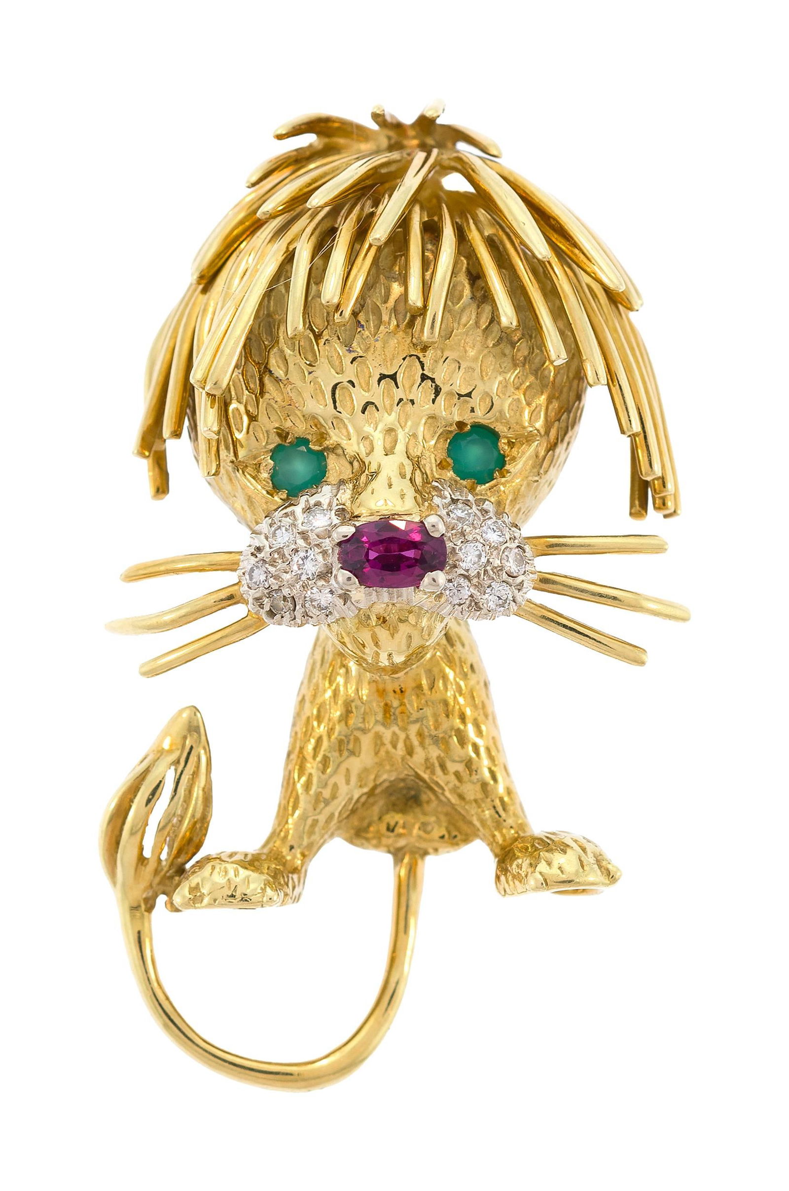 Hammerman Bros. Mid-century 18k Gold Lion Pin. Auction