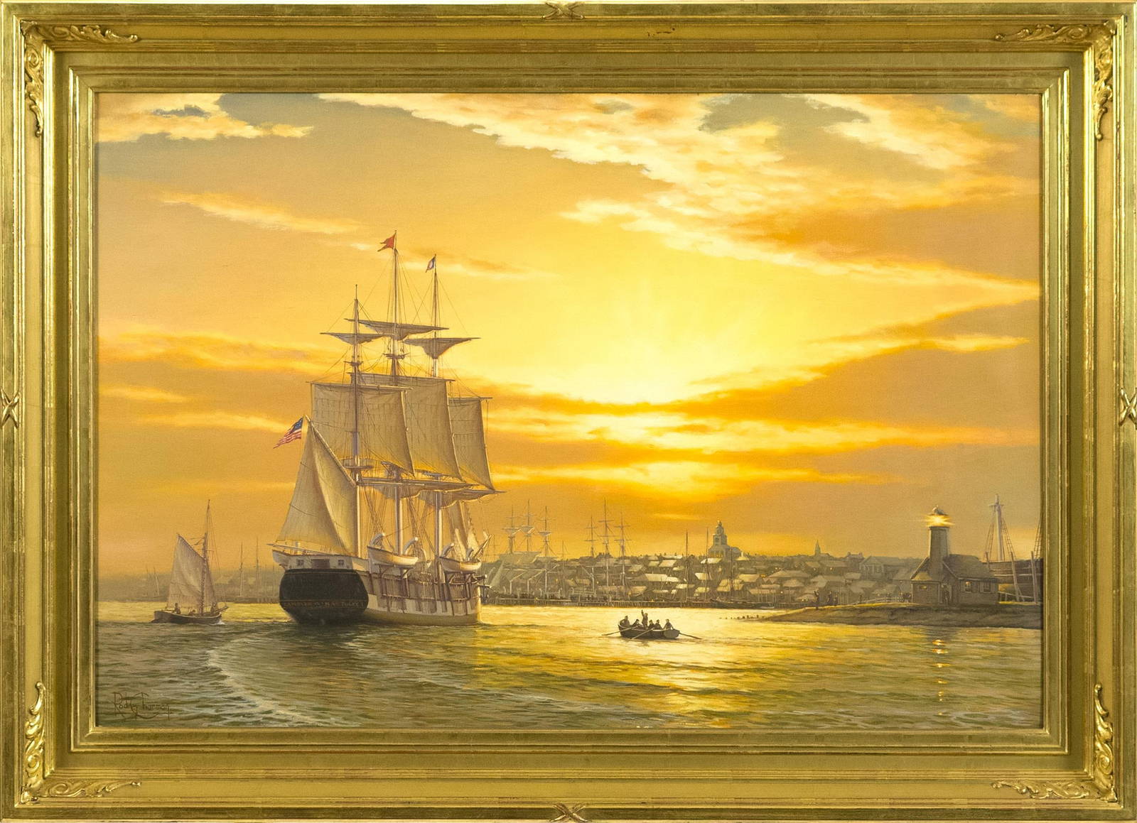 Rodney Charman Oil On Canvas, Harbor Scene. Auction