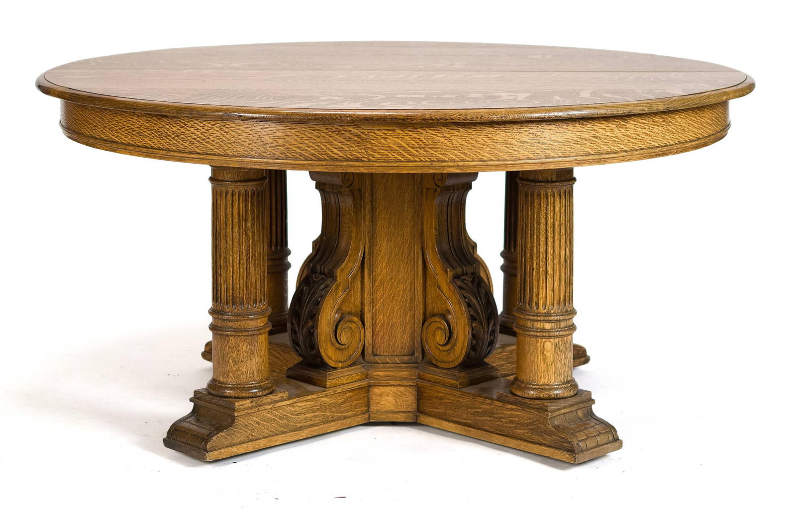 Large Antique Carved Oak Dining Table. Auction