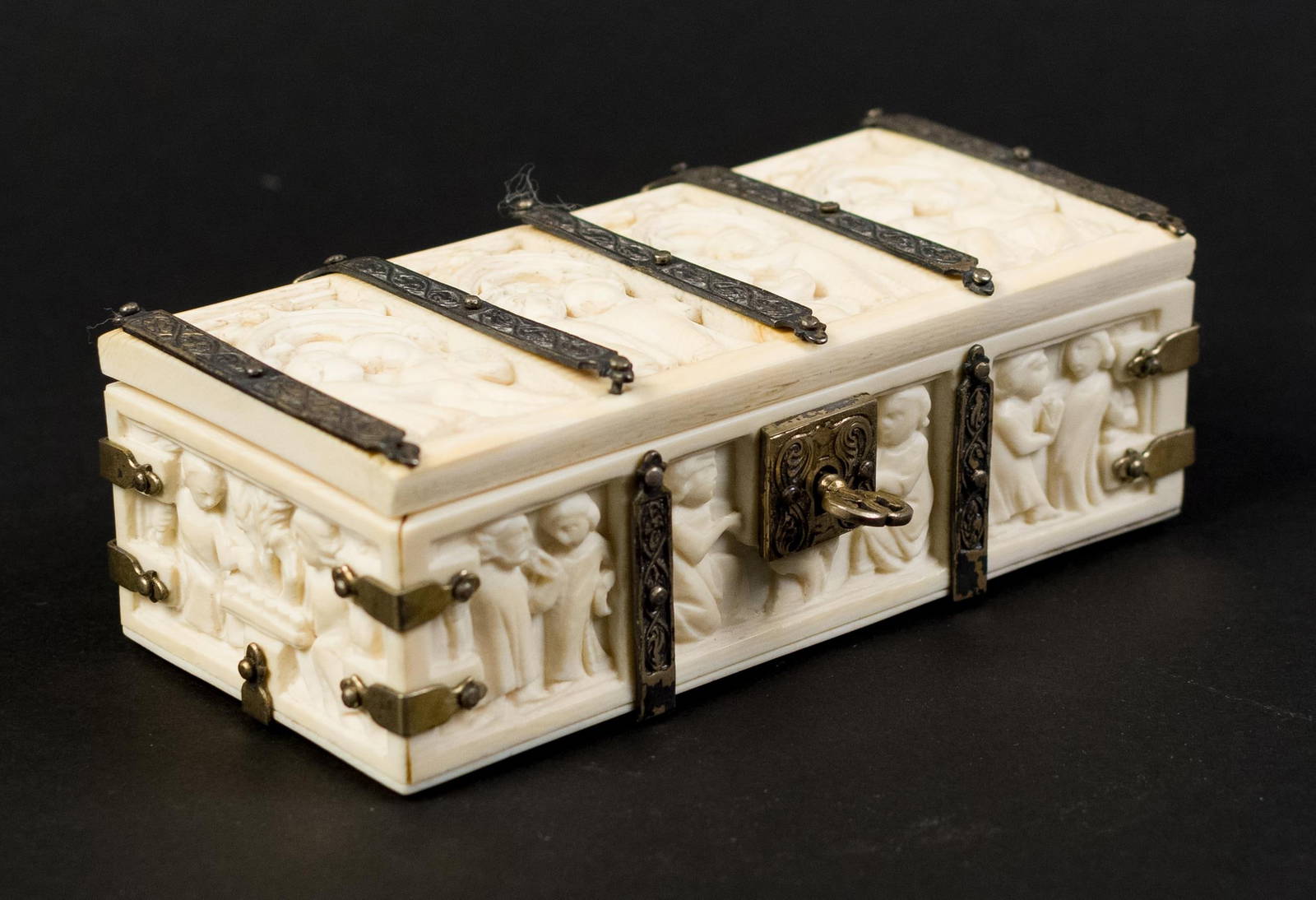 French Dieppe Carved Bone Box. Auction