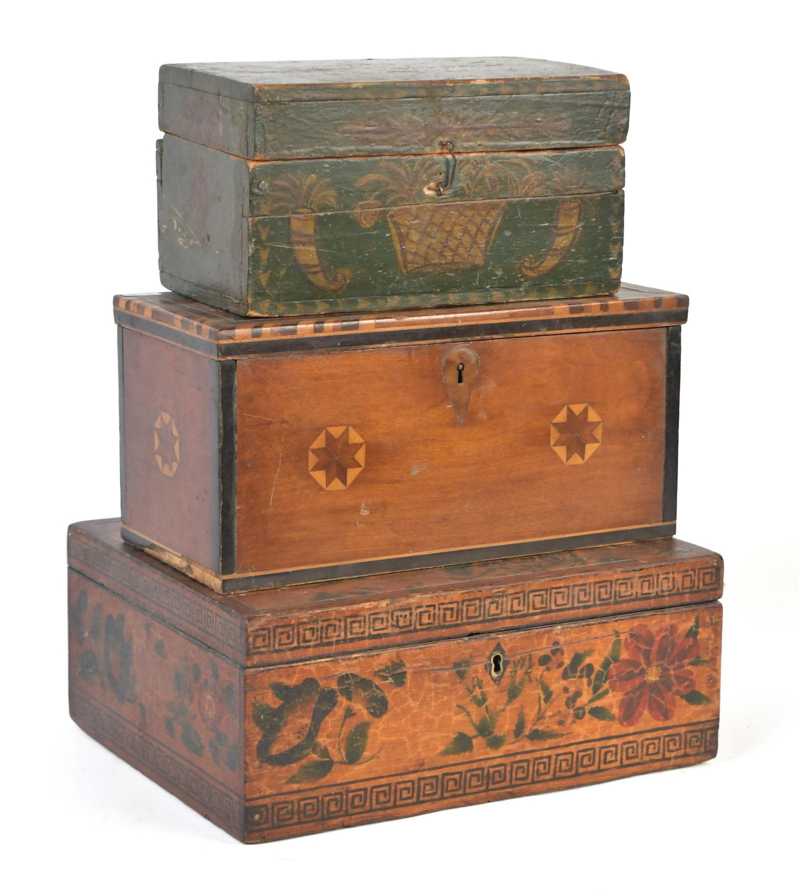 Three 19th C. Decorated Dresser Boxes. Auction