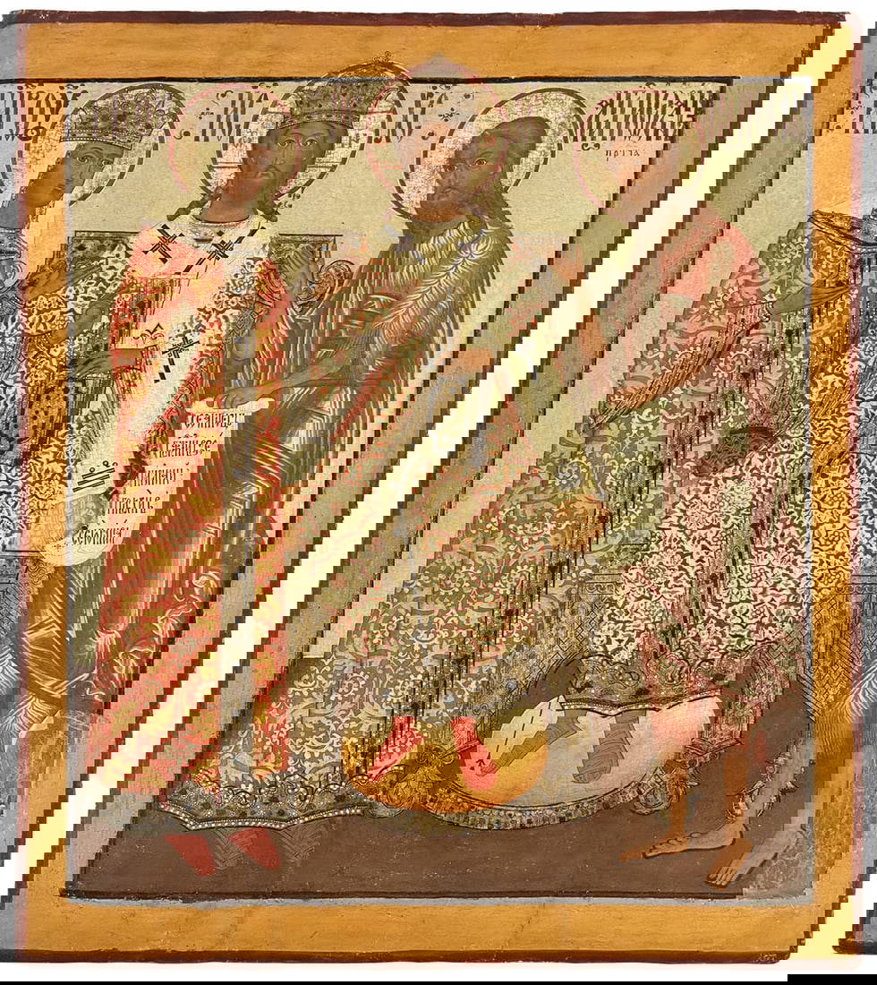 [large]. Russian Icon "the Queen Did Stand...", The Centerpiece Of The ...