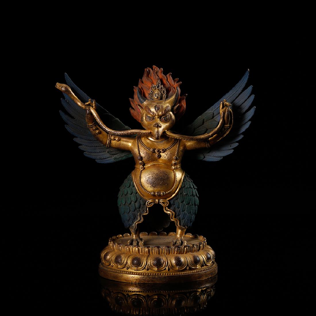 CHINESE GILT BRONZE FIGURE OF GARUDA