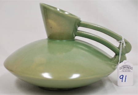 Red Wing Double Handle Pitcher #1580 Green