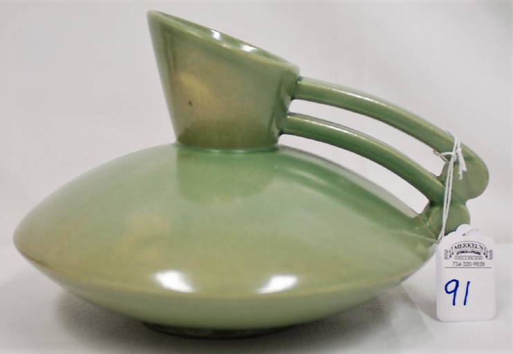 Red Wing Double Handle Pitcher #1580 Green