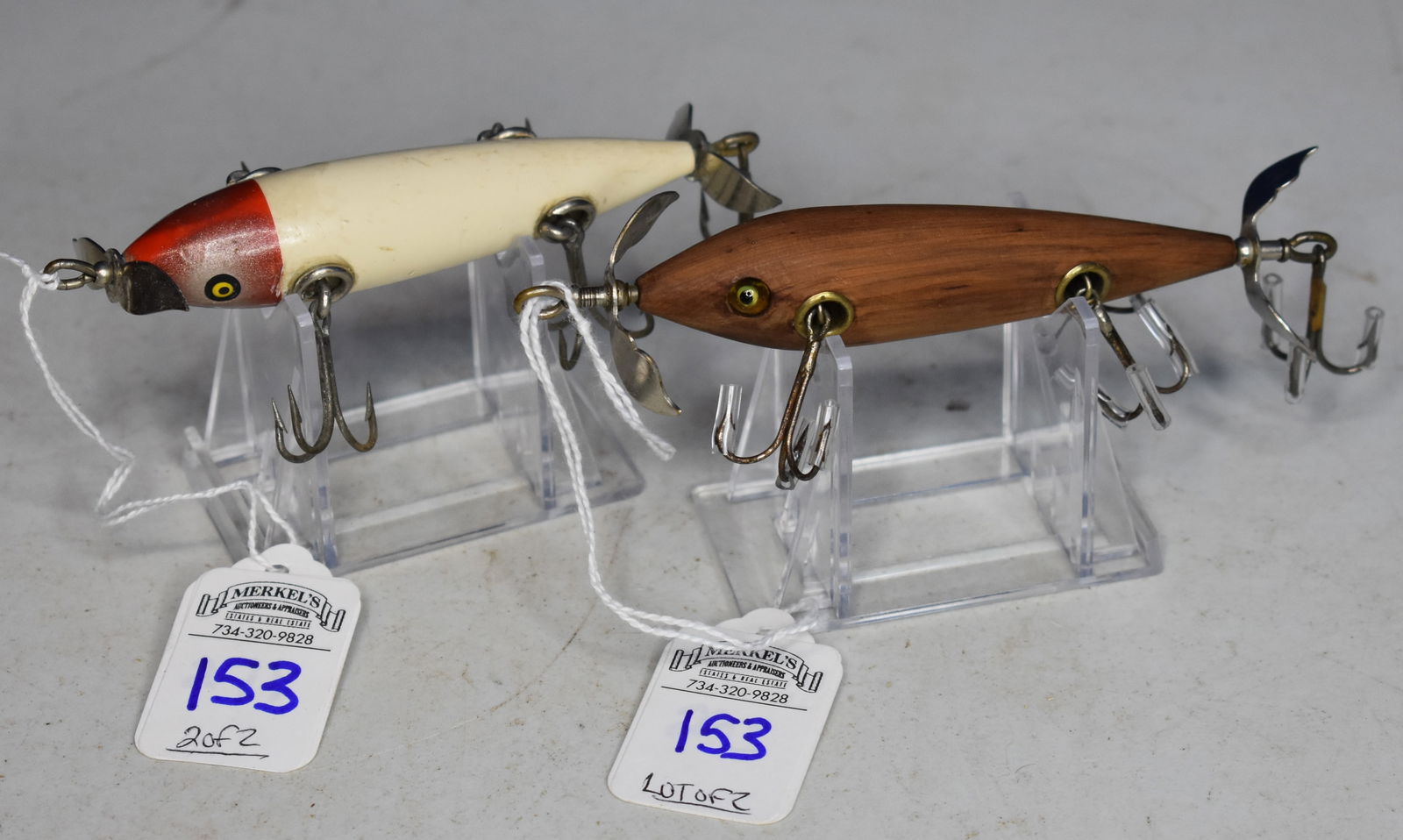 (lot Of 2) 5 Hook Glass Eyed Lures W/ White Body & Red Head & Plain ...