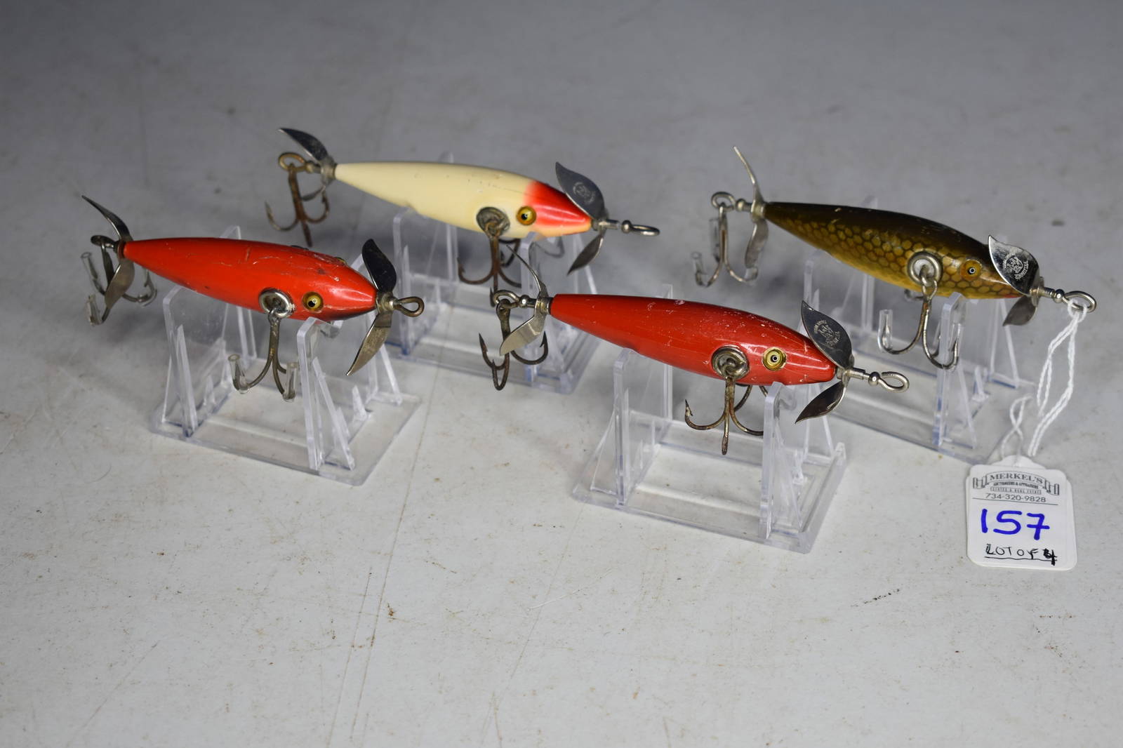 Lot Of 4 Pflueger Propeller Stamped Glass Eyed 3-hook Lures Auction