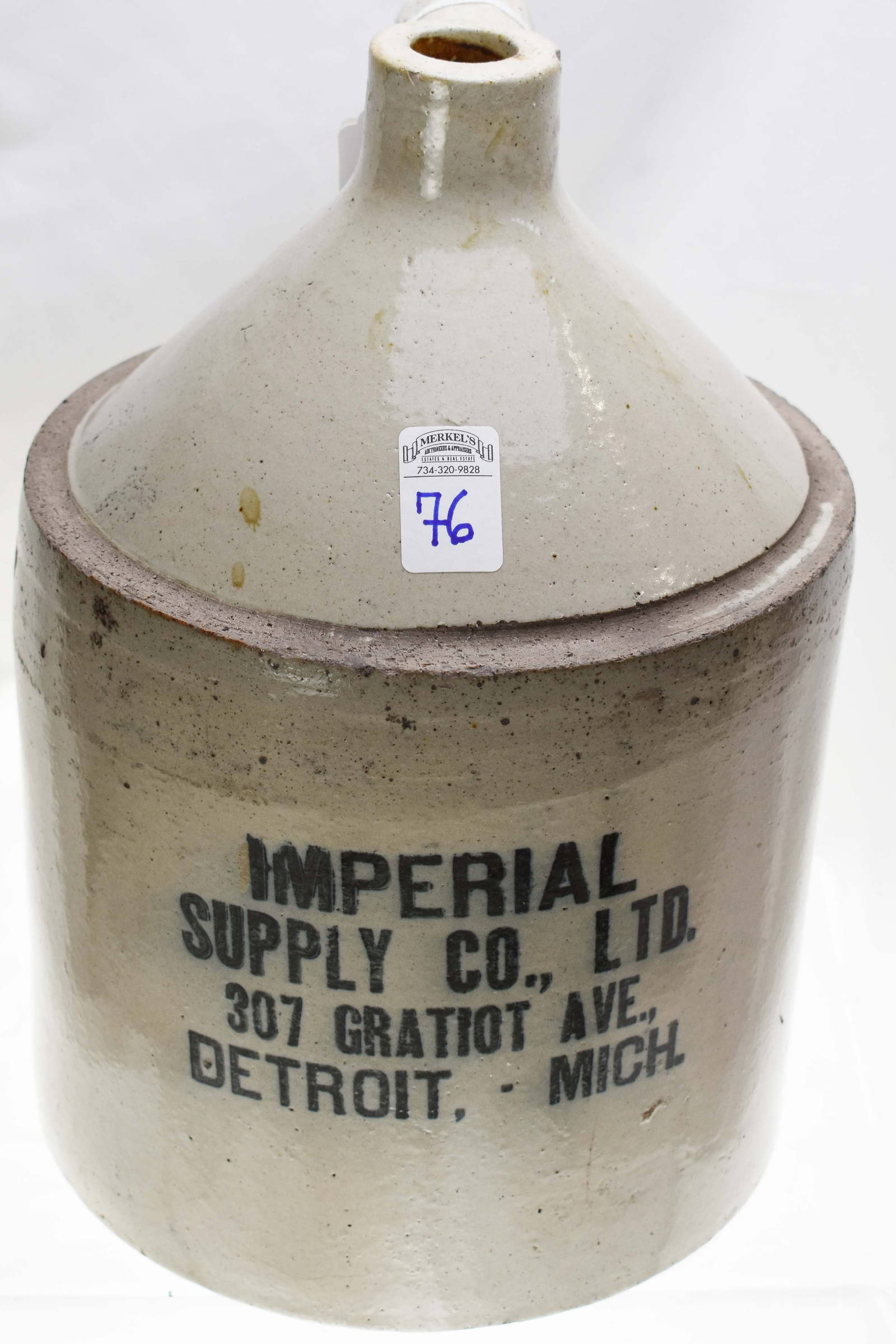 Stoneware Jug - Imperial Supply Co., Ltd. - Detroit Auction