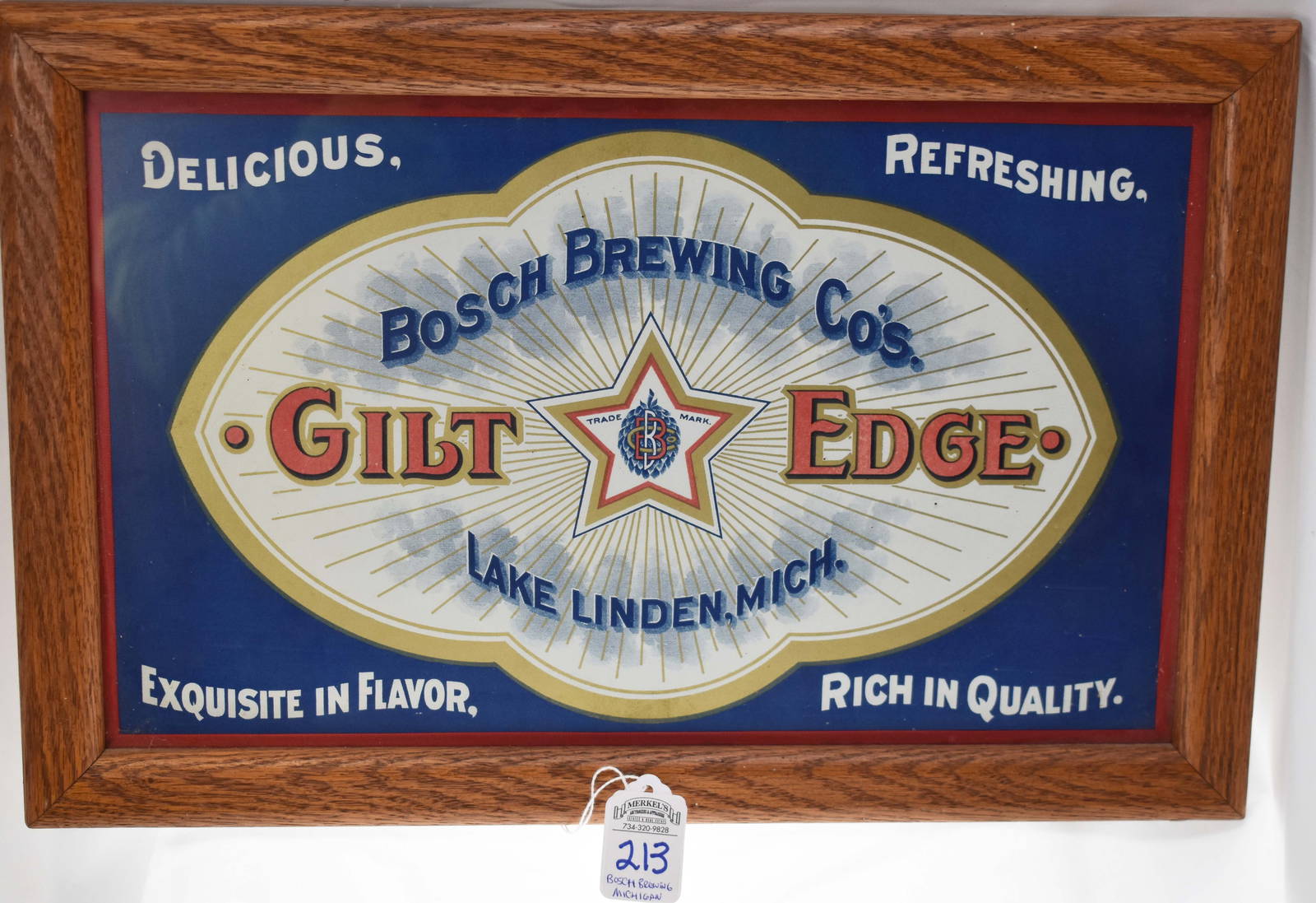 Lake Linden Michigan Bosch Brewing Co. Gilt Edge Beer Advertising Sign ...