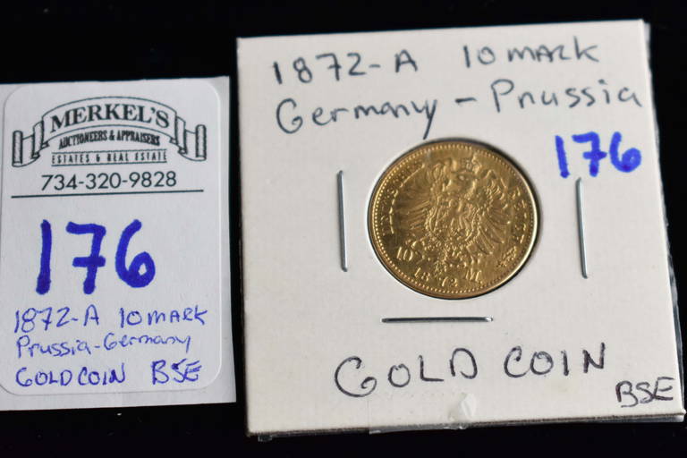 1872 A 10 Mark Prussia Germany Gold Coin