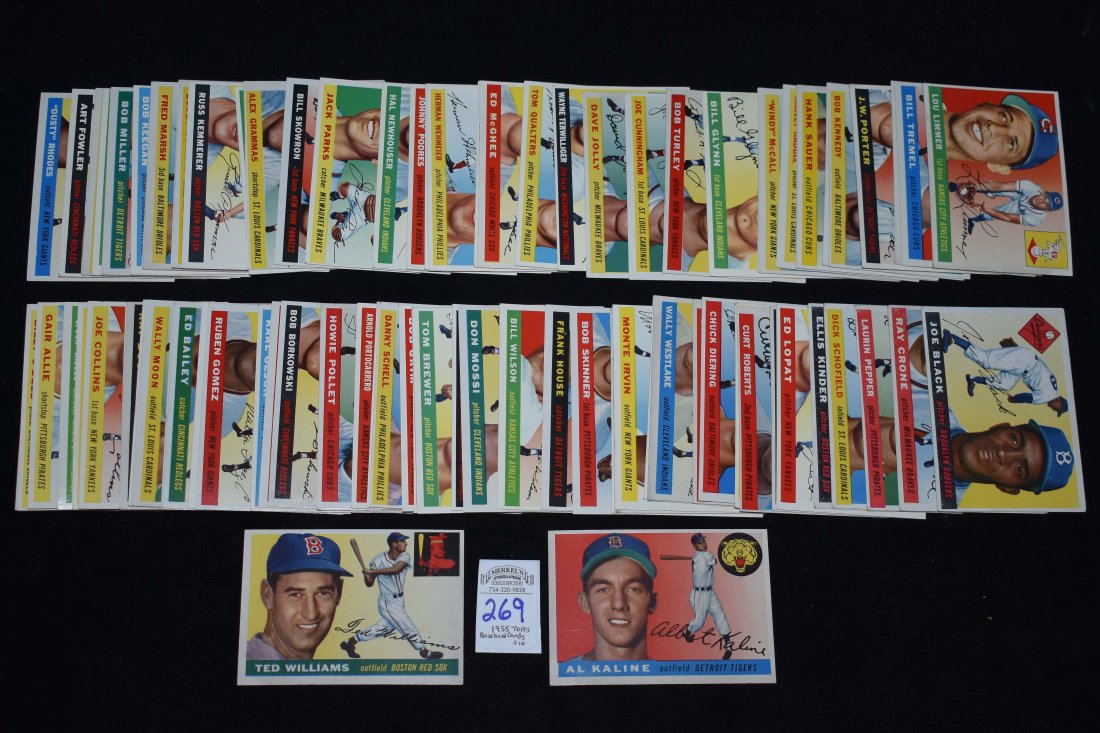 1955 Topps Baseball Cards Including Ted Williams -lot Of 98 Auction