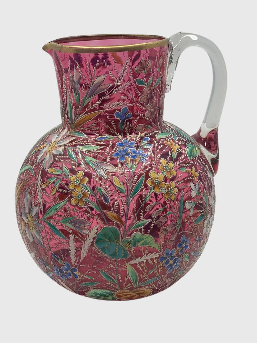 Large Moser Jug With Raised Enameled Work Auction
