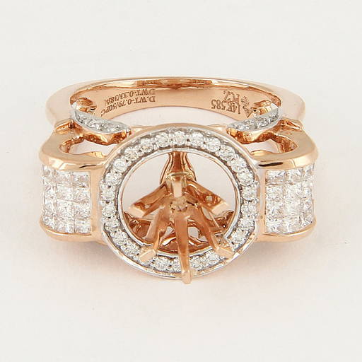 14 K Rose Gold Diamond Ring Center Stone Unmounted