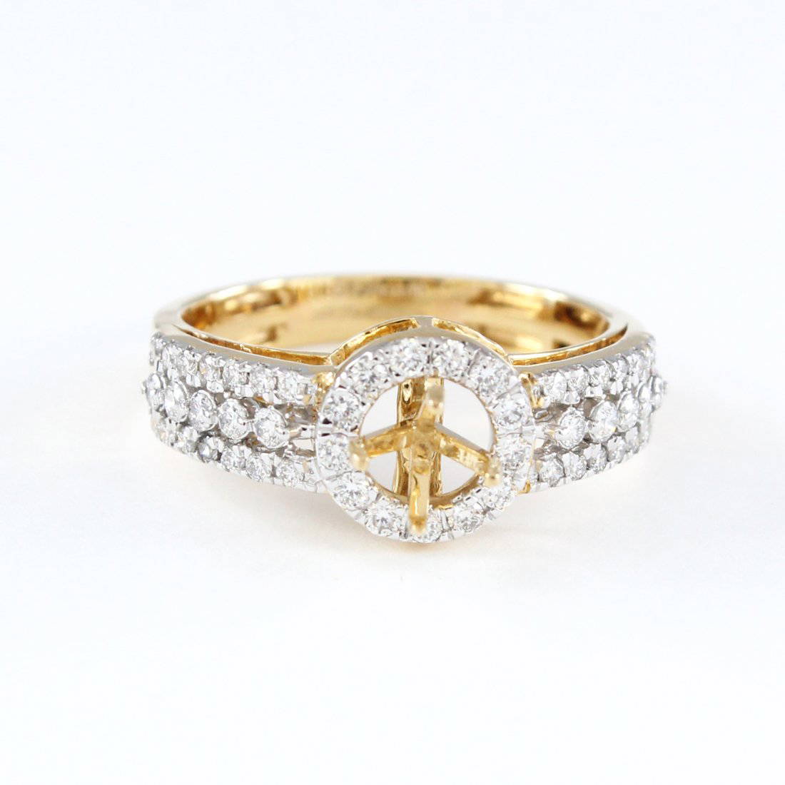 18 K Yellow Gold Diamond Ring - Center Stone Unmounted Auction