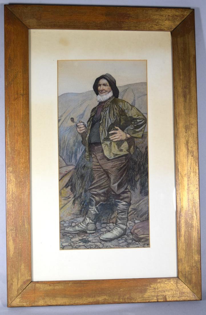 CHARLES EMILE HEIL OLD SALT FIGURE PAINTING: