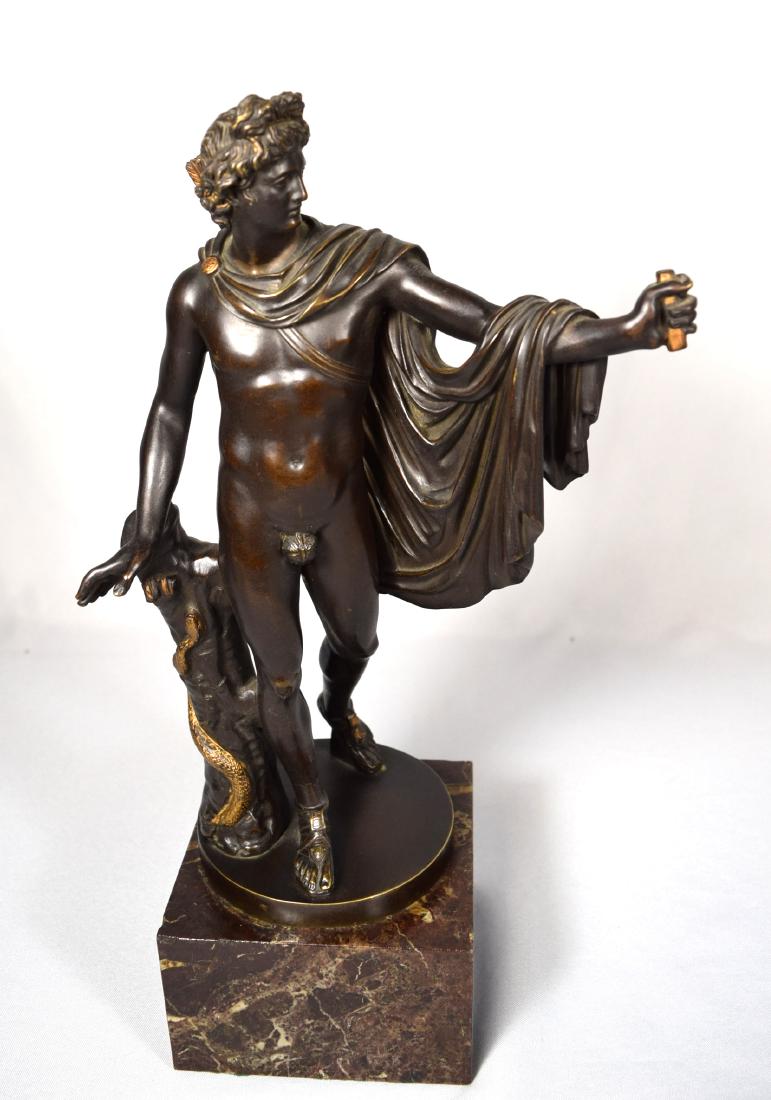 LATE 19TH C BRONZE AFTER LEOCHARES SCULPTURE OF APOLLO