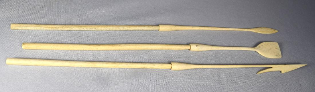MINIATURE WHALE BONE HUNTING IMPLEMENTS: