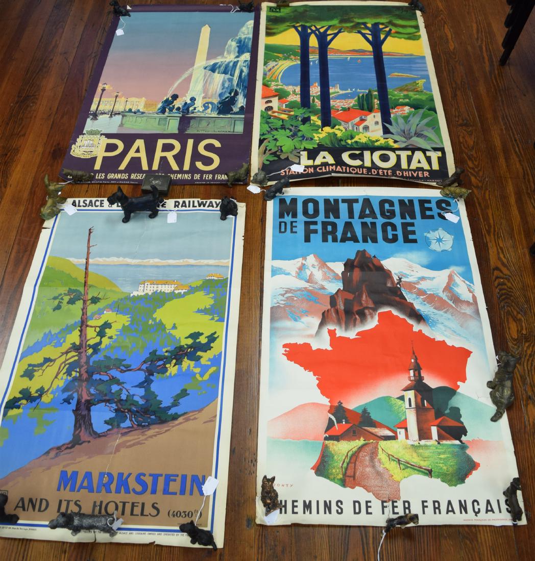 FOUR VINTAGE FRENCH TRAVEL POSTERS: