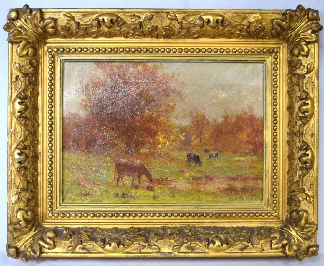 19TH C ALBERT THOMPSON LANDSCAPE OIL PAINTING: