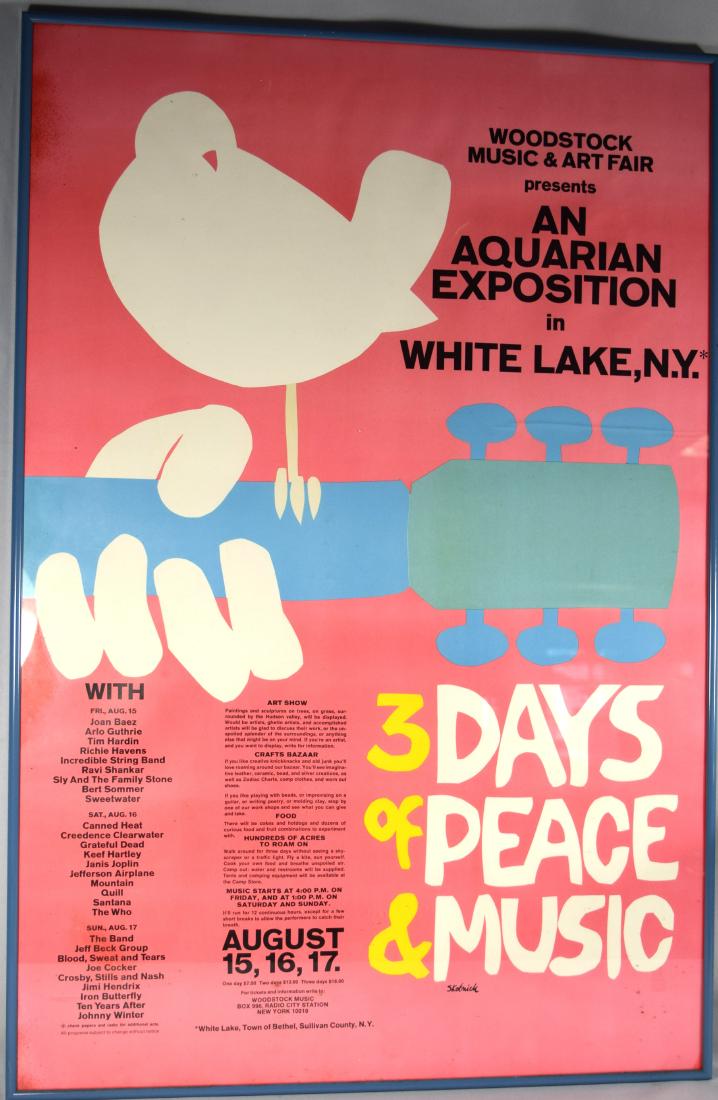 Original 1969 Woodstock Music Festival Poster: