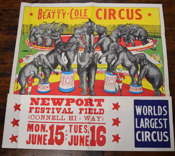 Clyde Beatty & Cole Bros. Circus Elephants Poster: