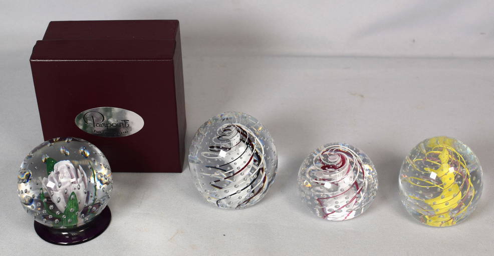 Lot Of 4 Pairpoint Art Glass Paperweights