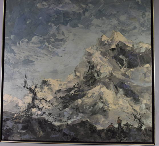 Large Magnus Engstrom Mountain Landscape Painting