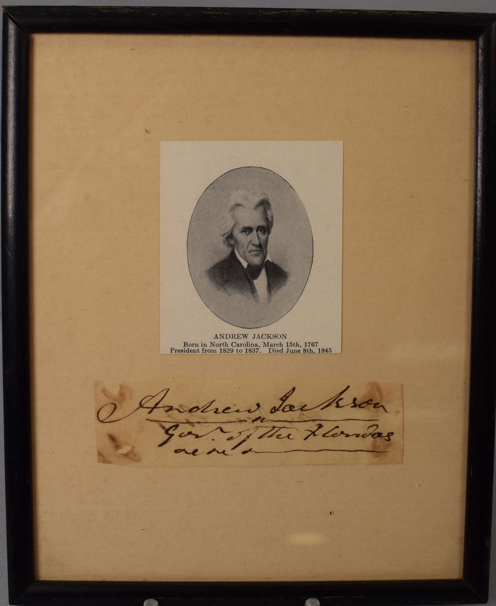 Andrew Jackson As Governor Of Florida Signature