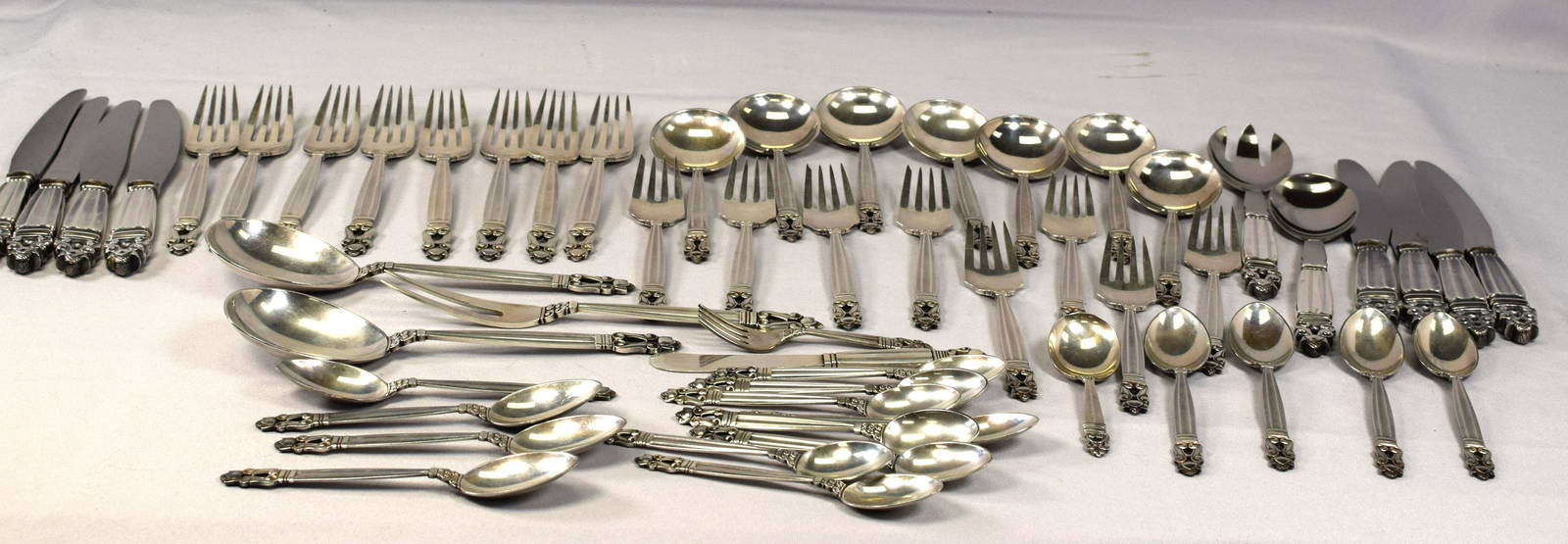 52 Georg Jensen Acorn Pattern Sterling Flatware Auction
